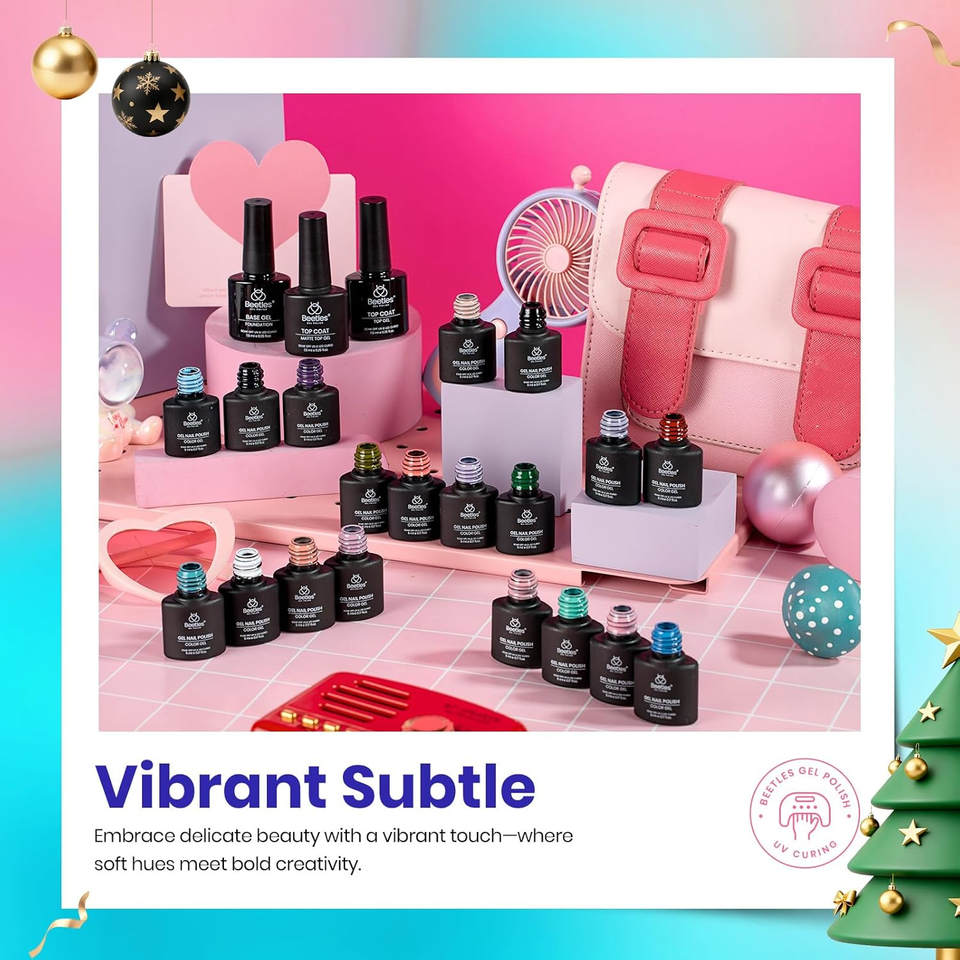 Beetles Gel Nail Polish Set, 23pcs Gel Polish Kit, 20 Colors Pink Green ...