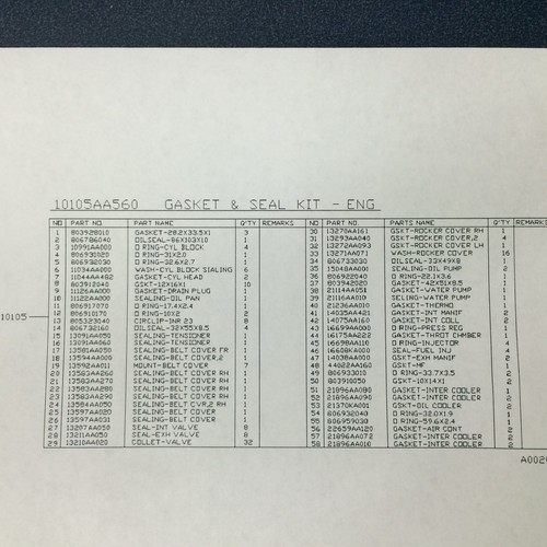Genuine Subaru OEM Engine Gasket Kit EJ205 2004-2005 WRX 10105AC100 2.0 ...