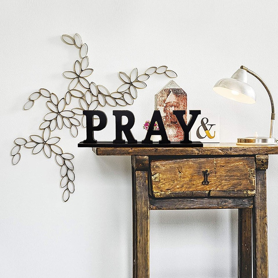 Rustic Wood Pray Sign for Home Decor, Decorative Wooden Cutout Word ...