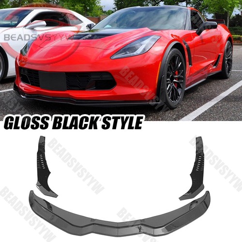 For 14-19 Corvette C7 Z06 Stage 3 Front Lip Splitter Side Winglet Gloss ...