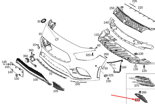 NEW MB B W247 FRONT BOTTOM OUTSIDE LEFT GRILLE COVER A2478856902 ...