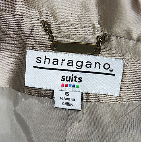 Sharagano Silk Satin Floral Embroidered Blazer Peplum Jacket Skirt Suit ...