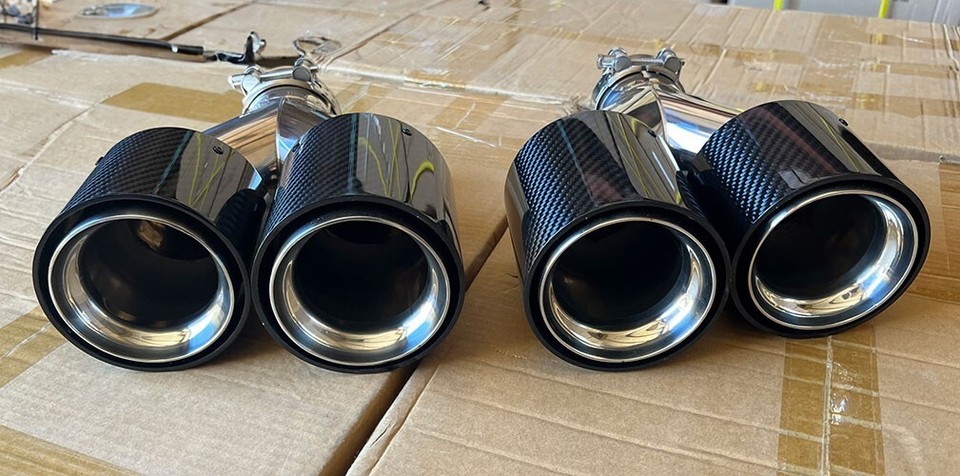 Wet Carbon Fiber Stainless Steel Quad Exhaust Tips for FOR BMW G20 G22 ...