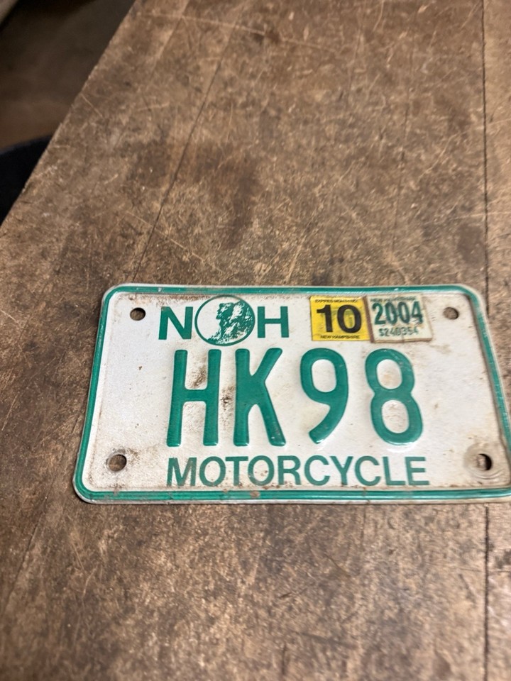Original Vanity HK98 Motorcycle New Hampshire NH License Number Plate ...