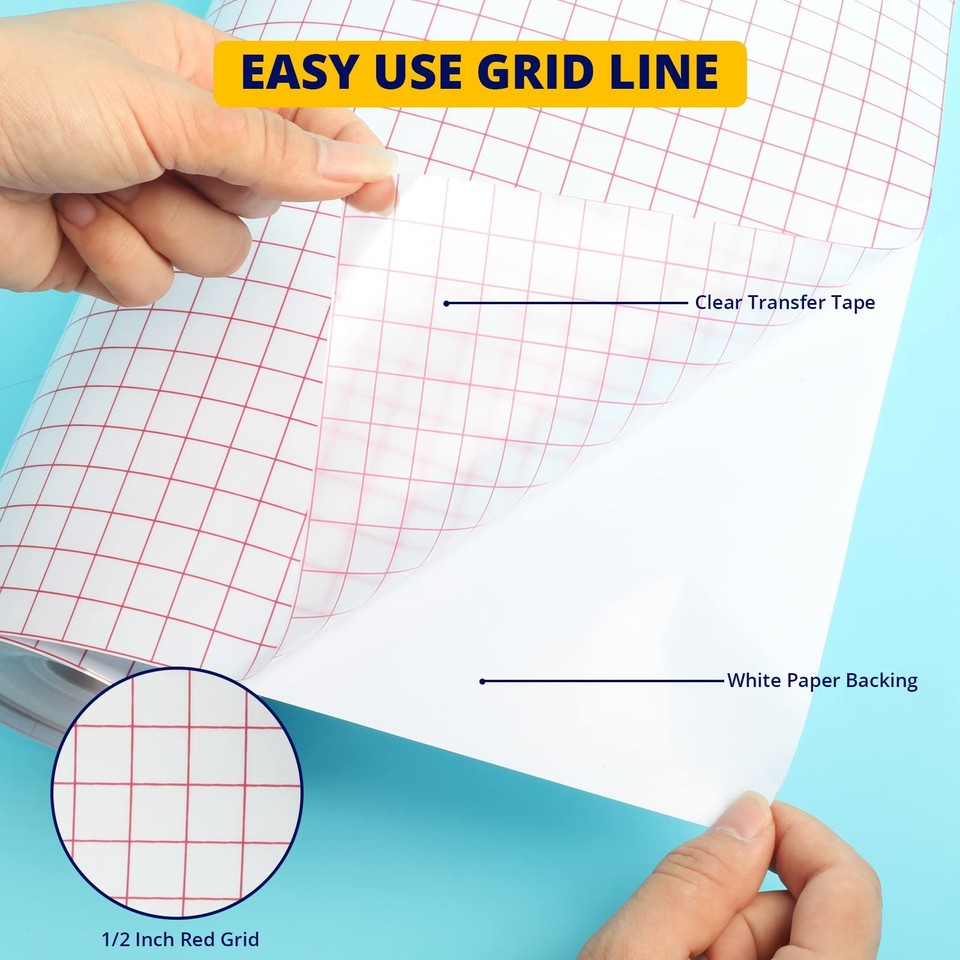 Transfer Tape for Vinyl - 12" x 150 FT Red Alignment Grid Clear ...
