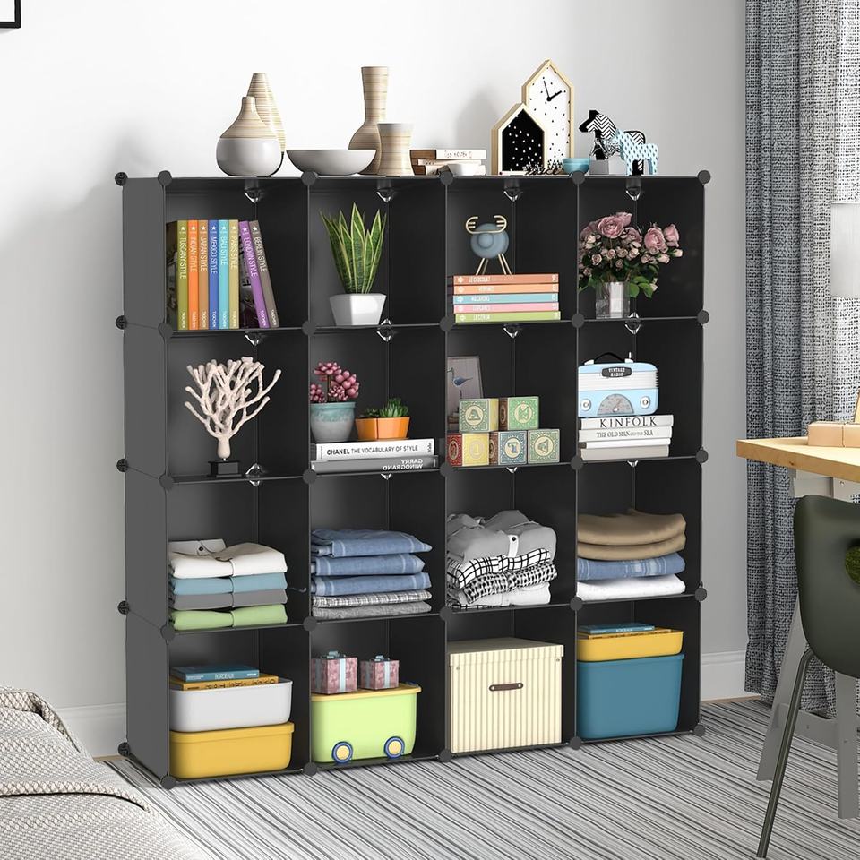 16 Cube Storage Unit, Bookshelf Cube Storage Set, DIY Cube Bookcase ...