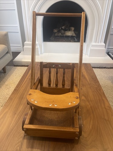 AMISH WOOD BABY DOLL STROLLER Handmade Heirloom Furniture Quality Solid ...