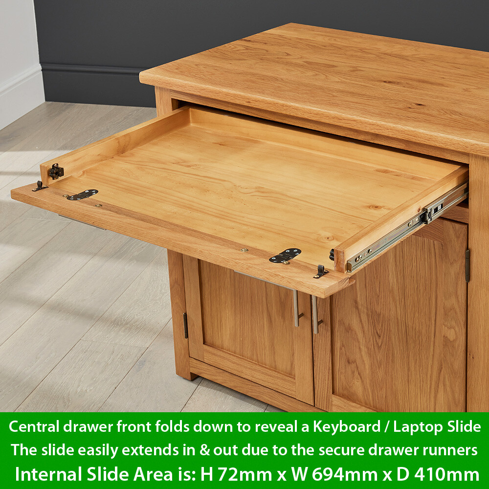 London Oak Hideaway Home Office Computer Desk - Hidden Compact Cabinet ...