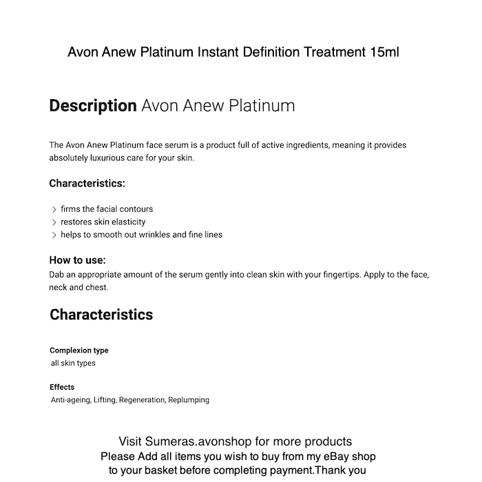 Avon Anew Platinum Instant Definition Treatment ~ New ~ 15ml | eBay