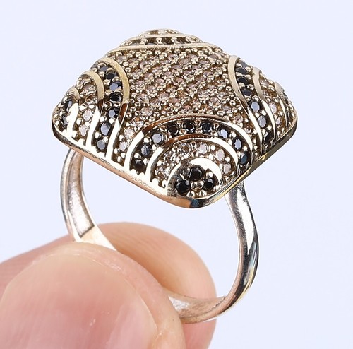 TURKISH SIMULATED ONYX .925 SILVER & BRONZE RING SIZE 8 #49988 | eBay