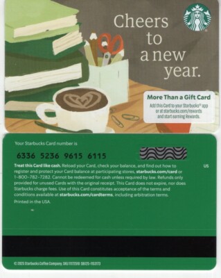 NEWEST 2025 STARBUCKS CHEERS TO A NEW YEAR GIFT CARDS MAG STRIP #6336 ...