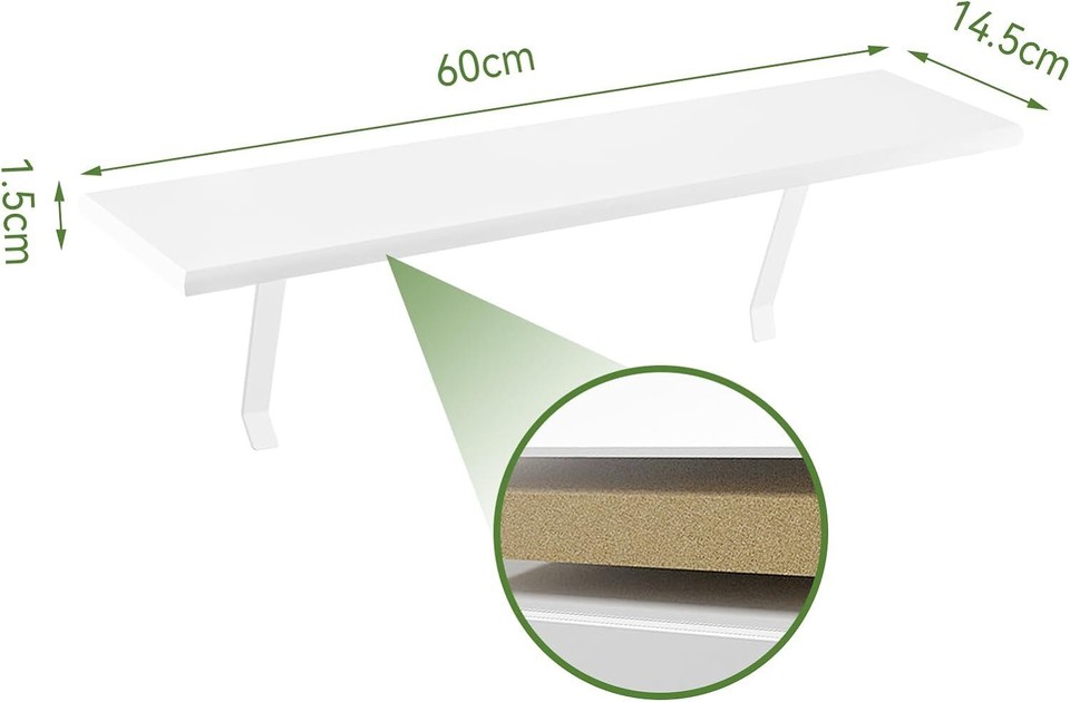White Radiator Shelf 60CM 24x6 inch Floating Radiator Shelf over ...
