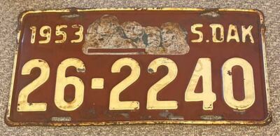 South Dakota 1953 POTTER COUNTY License Plate # 26-2240 | eBay