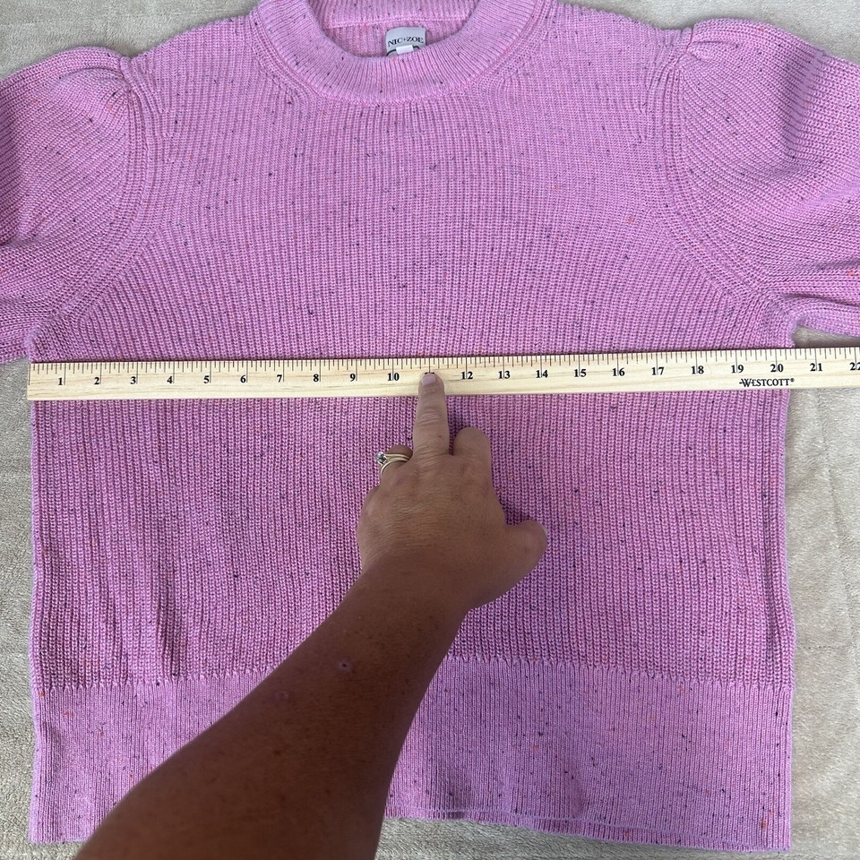 Nic & Zoe Bubble Sleeve Sweater Plus XXL Crew Neck Baby Pink Confetti ...