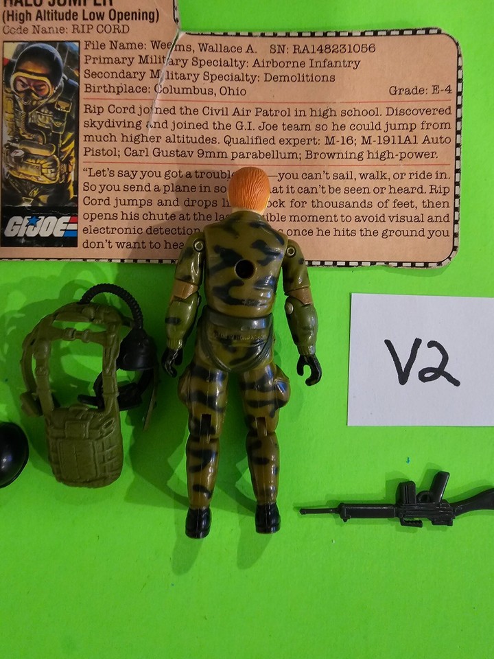 Rip Cord 1984 V1 G.I. JOE COBRA Vintage 100% Complete File Card V2 | eBay