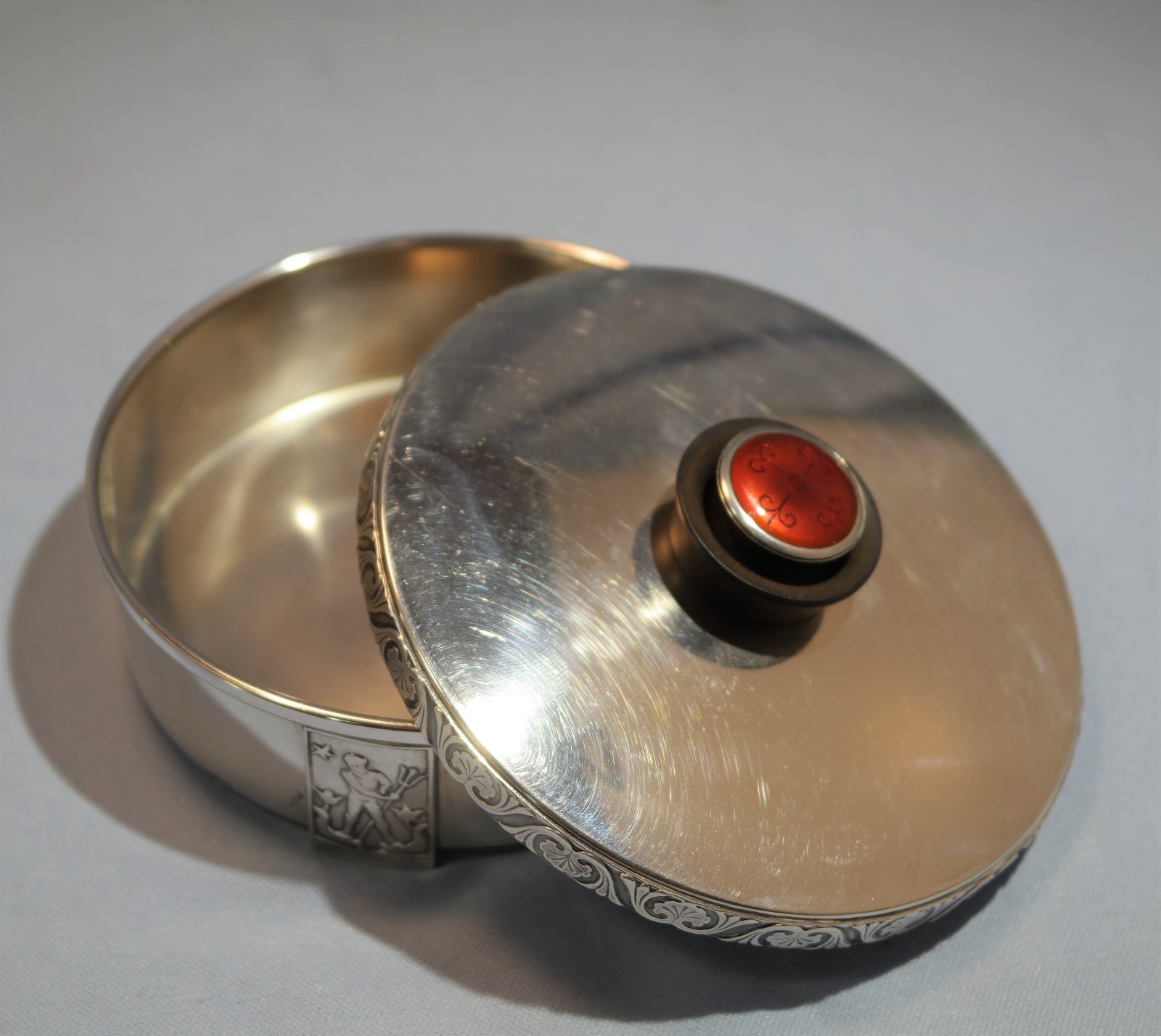 Norwegian Art Deco 830 Silver & Red Enamel Lidded Box by Ottar Hval | eBay