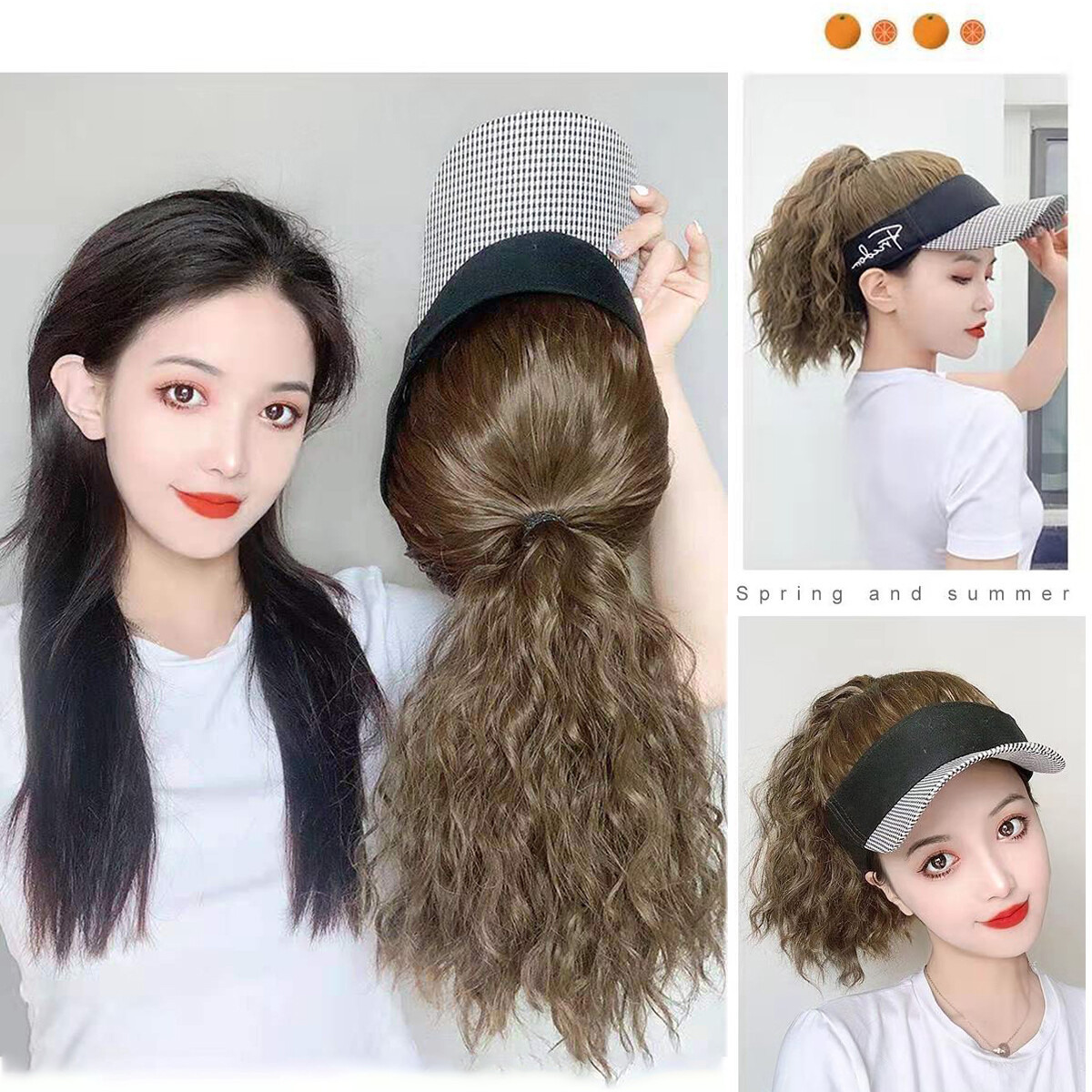 Women Baseball Cap with Curly Wavy Ponytails Outdoor Golf Sun Visor ...