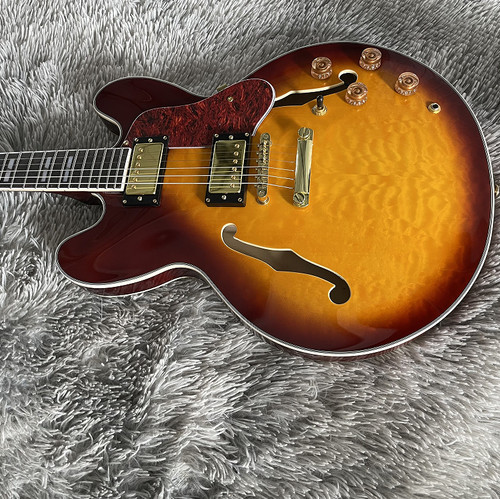 Custom ES-339 Electric Guitar Sunburst Quilted Maple Top Mahogany Body ...