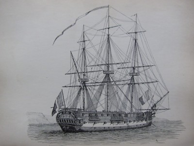 1936 SAILING SHIP PRINT ~ FRENCH FRIGATE L'INCORRUPTIBLE 1796 | eBay