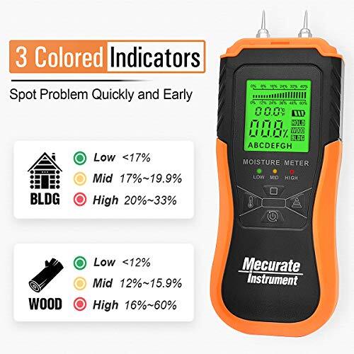Digital Pin Type Wood Moisture Meter With 3 Colored Indicators Moisture ...
