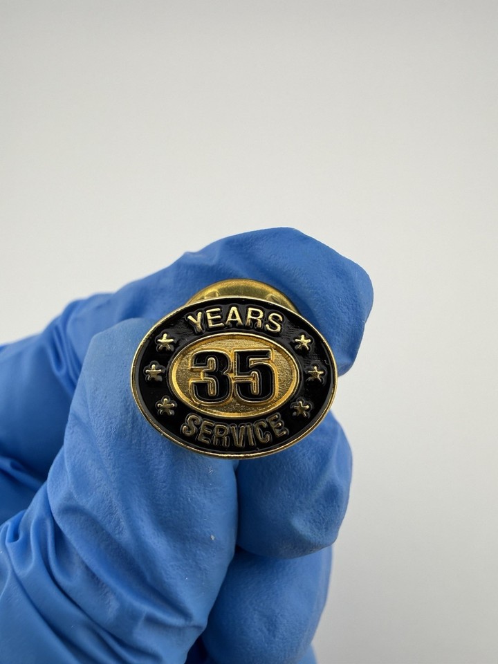 35 Years Service Award Gold Tone Black Enamel Lapel Pin | eBay