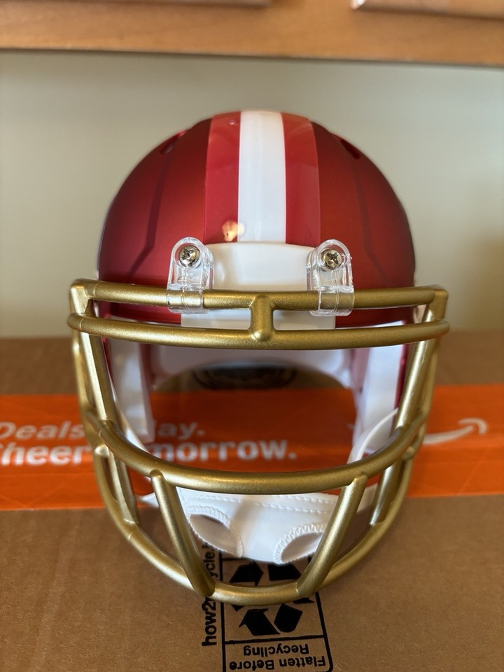 San Francisco 49ers Custom Anodized Red Blaze Mini Football Helmet ...