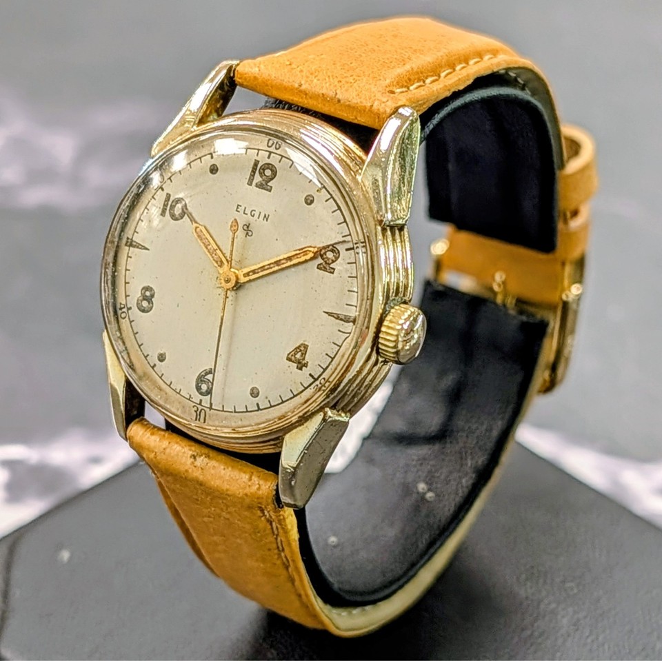 Vintage Elgin DuraPower Watch Round Stepped Case 10K GF 32mm Wristwatch ...