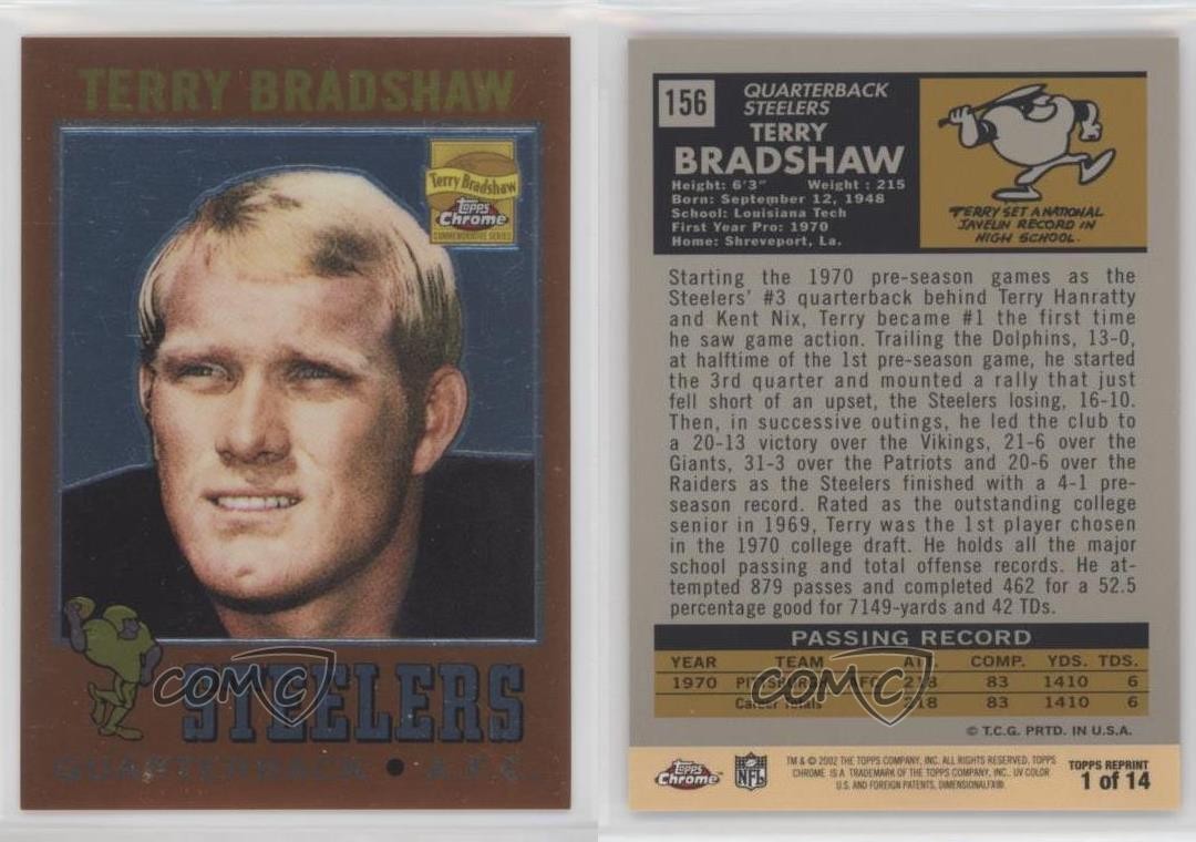 2002 Topps Chrome - Terry Bradshaw Reprints Terry Bradshaw #1 1971 ...