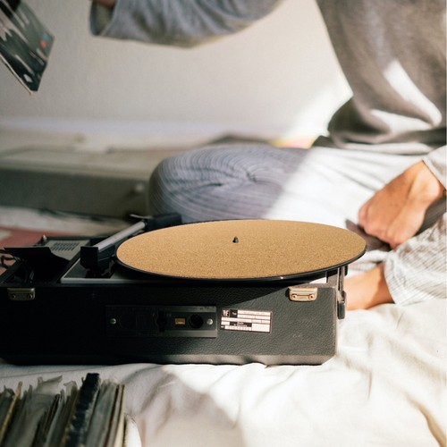 2 Pcs Cork Turntable Mats Record Felt Platter Isolation Pads Player ...