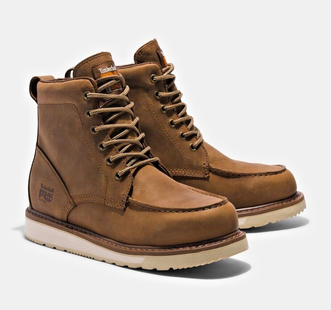 Men's Timberland PRO Wedge 6" Soft Toe Moc-Toe Work Boots Coconut Brown ...