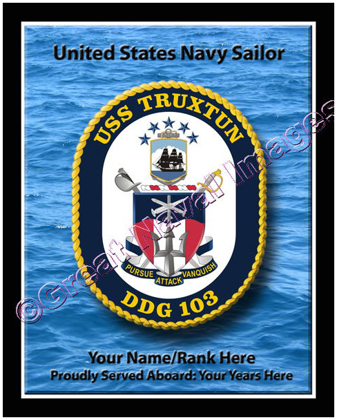 USS Truxtun DDG 103 Personalized Ship Crest Print on Canvas 2D Effect ...