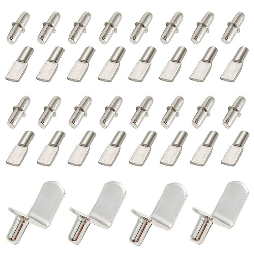60 Pieces Shelf Bracket Pegs Stainless Steel Shelf Pins Support Nickel ...