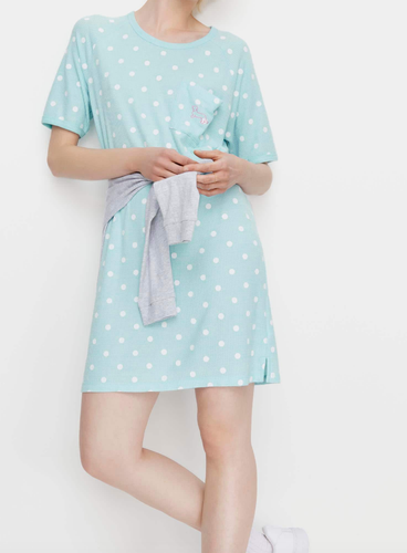 NEW PETER ALEXANDER BLUE / WHITE POLKA DOT SPOT WAFFLE NIGHTIE RRP$89. ...