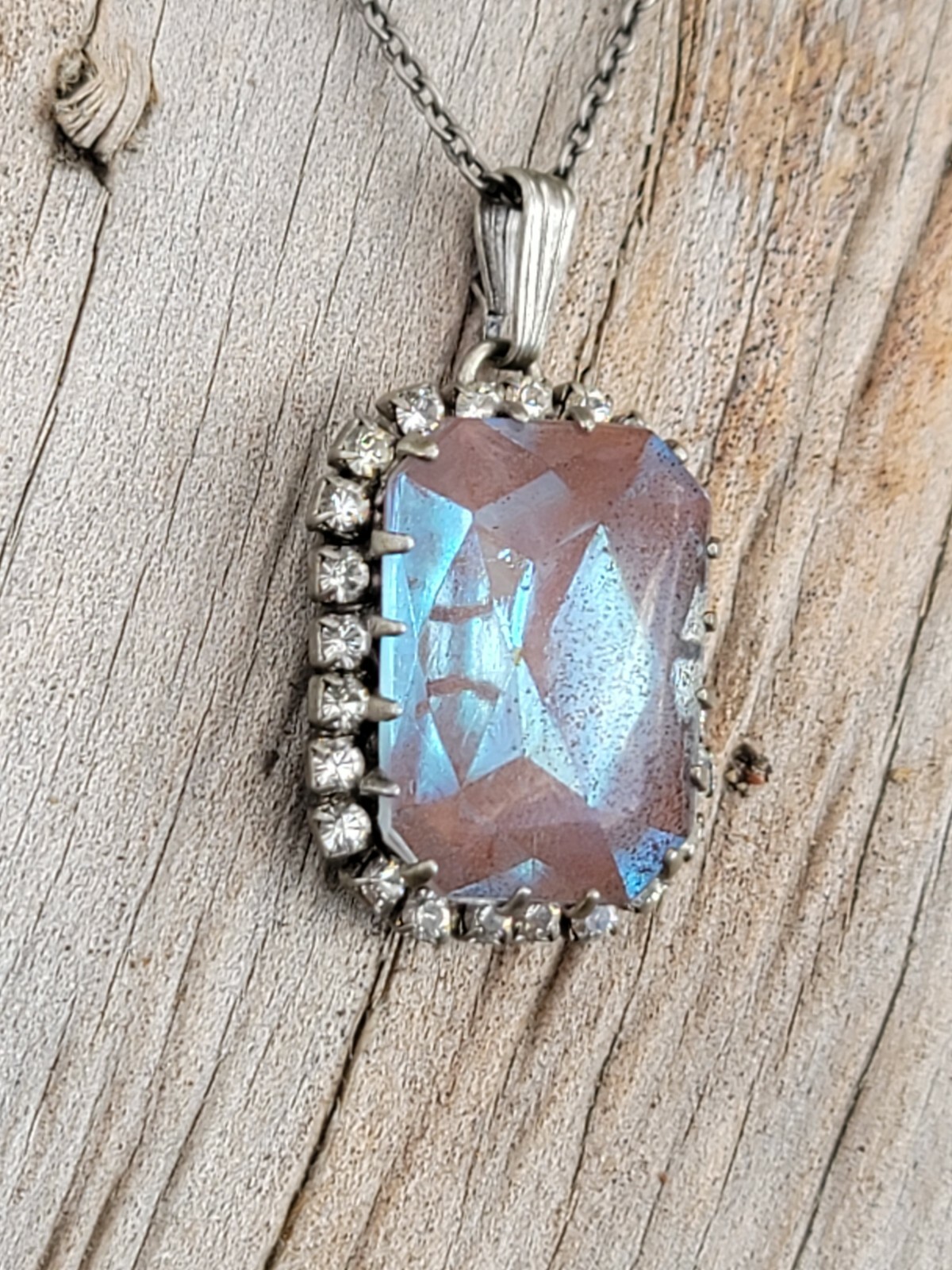 Antique glass Saphiret and paste diamond pendant/neck… - Gem
