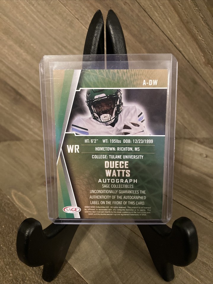 2022 Sage Football Autograph Deuce Watts 30/100 | eBay