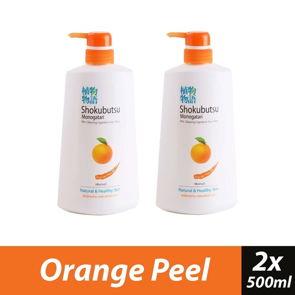 2x500ml Body Shower Cream Bath Wash Skin Shokubutsu Orange Peel Oil ...