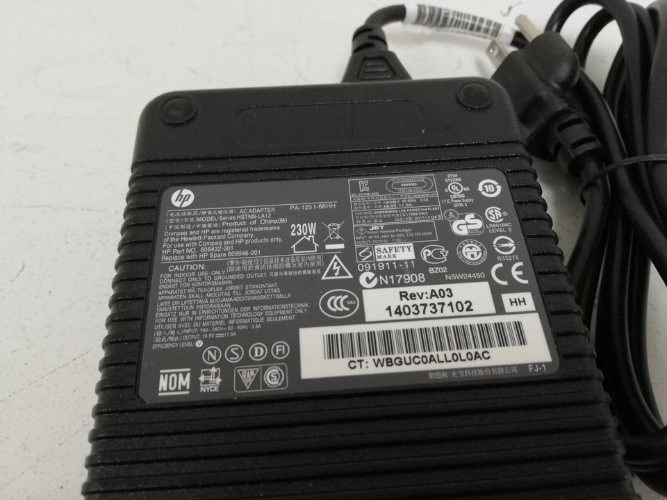 Genuine HP 230W AC Adapter Charger Power Supply 19.5V 11.8A HSTNN-L ...