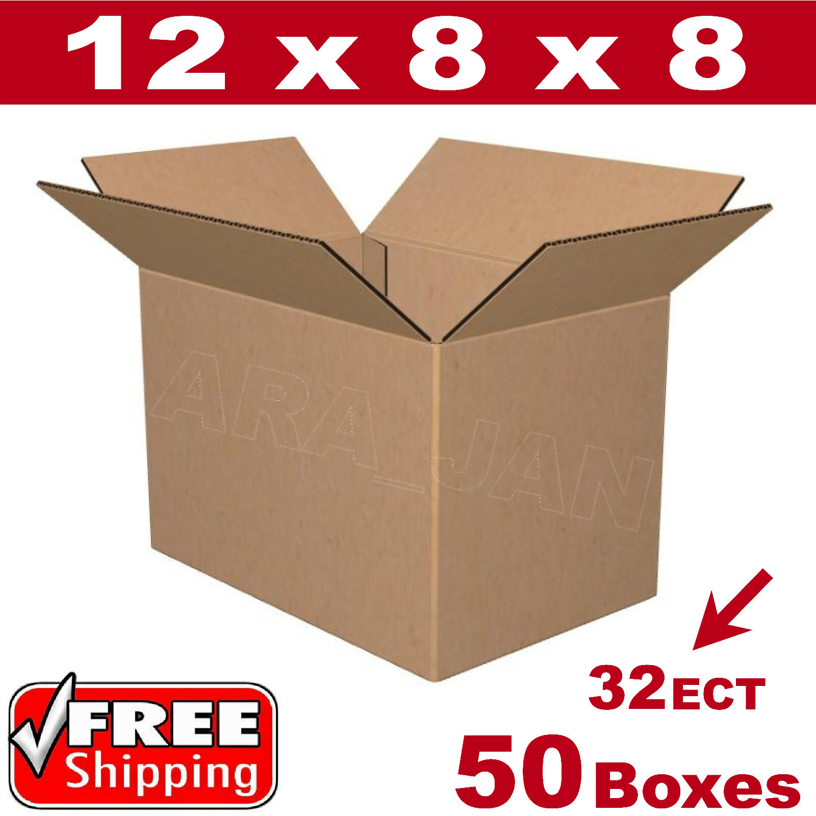 50 - 12x8x8 Cardboard Boxes Mailing Packing Shipping Box 32ECT ...