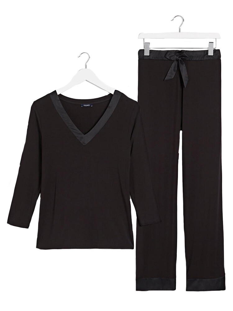 Figleaves Camelia Soft Touch PJ Set 125125 Nightwear - Black | eBay