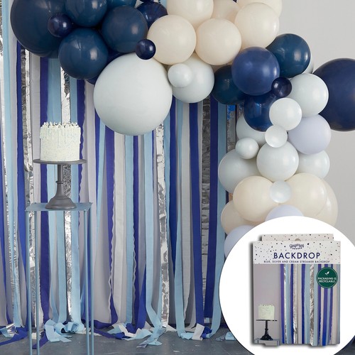 Blue, White and Silver Streamer Kit - Backdrop Curtain Wedding Party ...