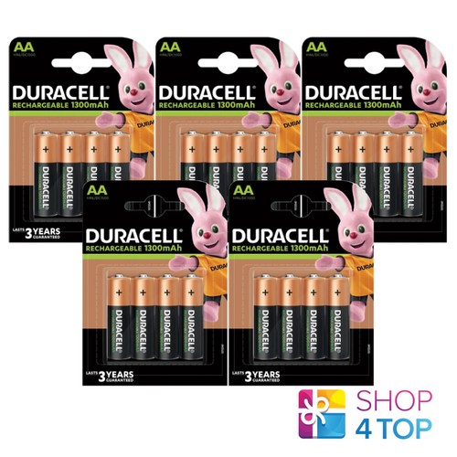 20 DURACELL AA RECHARGEABLE 1300mAh BATTERIES 1.2V HR6 NiMH MIGNON ...