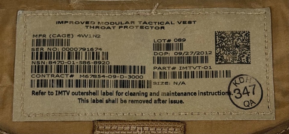 New USMC IMTV Plate Carrier Vest Throat Protector w/Soft Insert | eBay