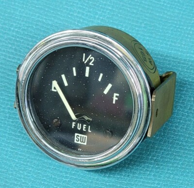 VINTAGE NOS STEWART WARNER S/W FUEL GAS GAUGE RAT HOT ROD 6V BRASS BACK ...