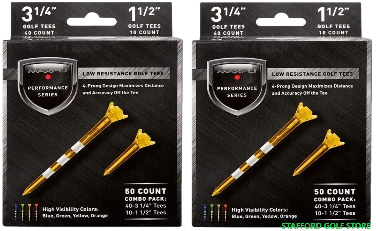 100x Maxfli Performance Golf Tees–Low Resistance Combo Pack - (3 1/4 ...