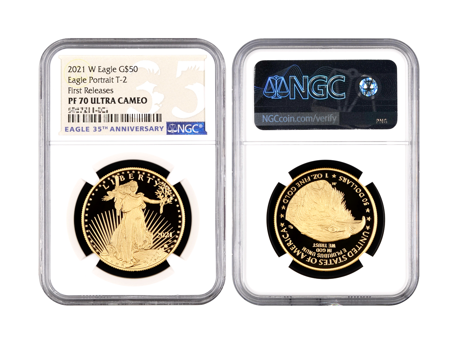 Gold American Eagle One Ounce Coin 1oz PF70 2021 First Release 35th ...