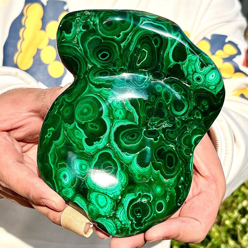 2.71LB Natural glossy Malachite transparent cluster rough mineral ...