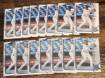 2022 Bowman Ian Lewis 1st Lot x15- 8 Paper, 7 Chrome- Miami Marlins ...