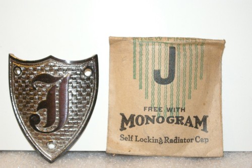 NOS 1920's-1930's Monogram Full Size Metal Motometer Cap Shield Letter ...