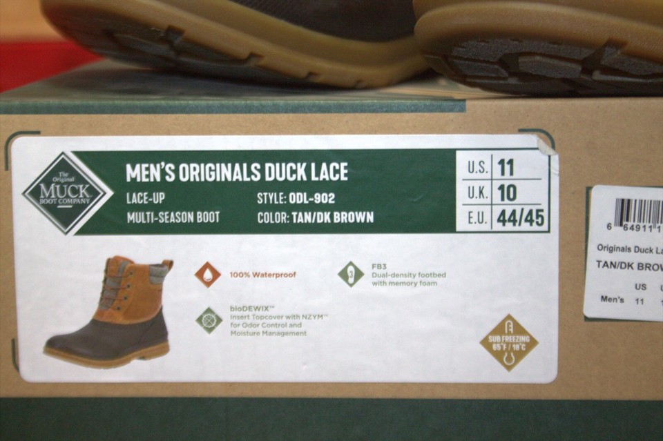 Muck Boot Men's Originals Duck Lace, Tan/Dark Brown size 11 NEW IN BOX ...