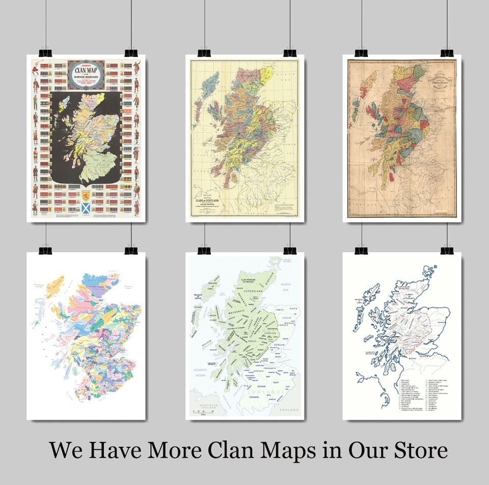 Scottish Clan Map showing the Districts of the Highland Clans of ...
